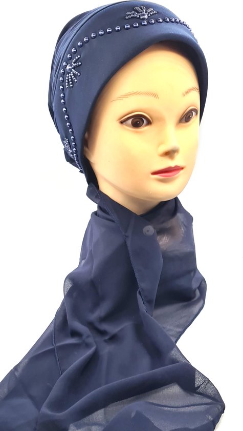 Blauwe Hoofddoek, Mooie hijab, muts, instant hijab, Blauwe hoofddeksels ...
