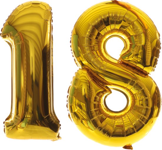 set folieballon goud cijfer lucht en Helium 80cm Feest party versiering ...