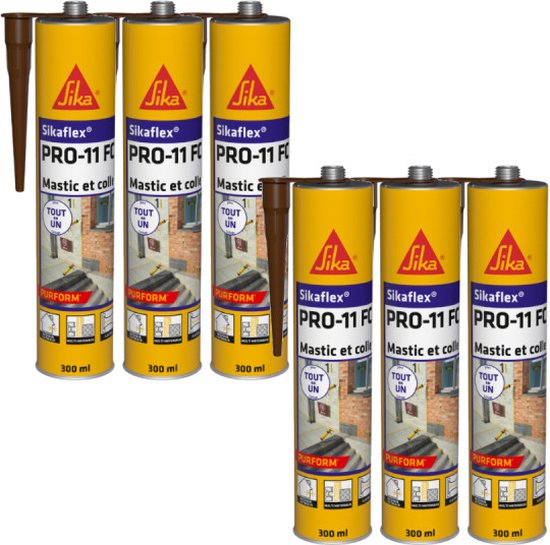 Set van 6 SIKA Sikaflex PRO 11 FC Purform lijmvullers - Bruin - 300ml | bol