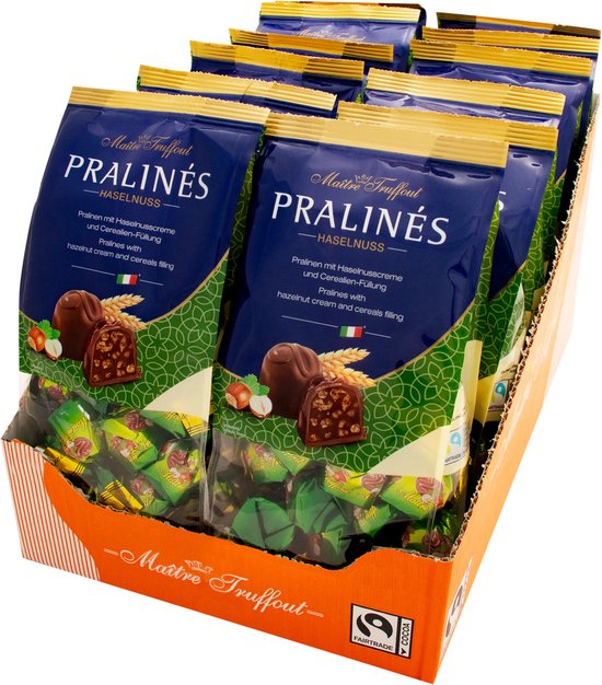 Praline melkchocolade hazelnoot & granen 300g - Doos 12 stuks | bol