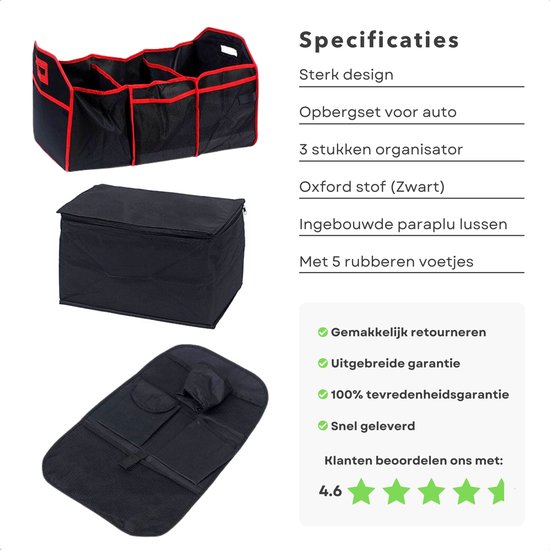 Cheqo® 3-Delige Auto Opbergset - Kofferbak Organizer - Kofferbak ...