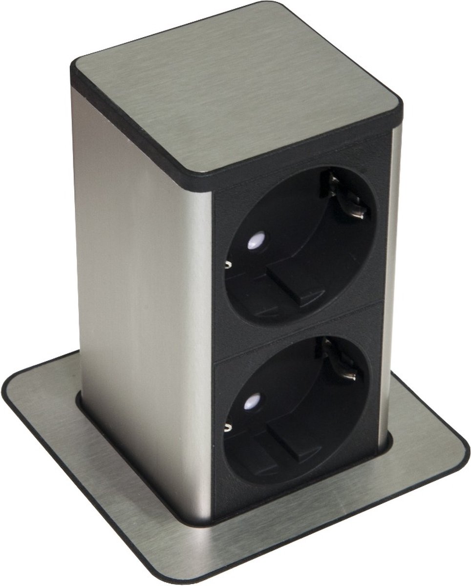 PopUp stekkerdoos 2x stopcontact RVS | bol