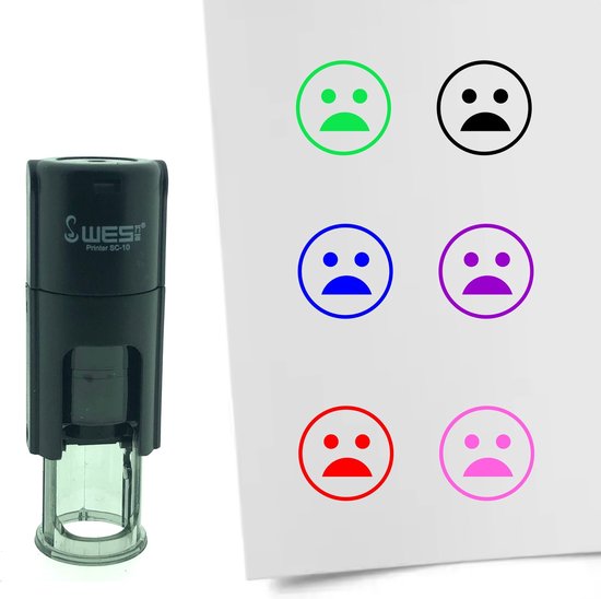 CombiCraft Stempel Smiley Geschokt 10mm rond - Paarse inkt | bol