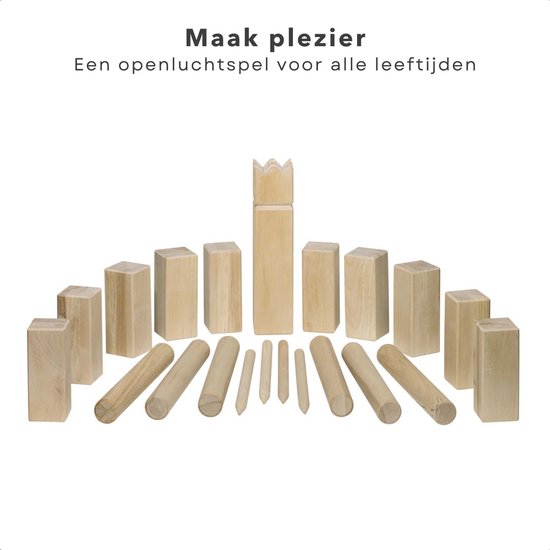 Cheqo® Kubb Spelset - Kubb Spel - Werpspel - 21-delig - Hout - Werpstokken -... | bol.com