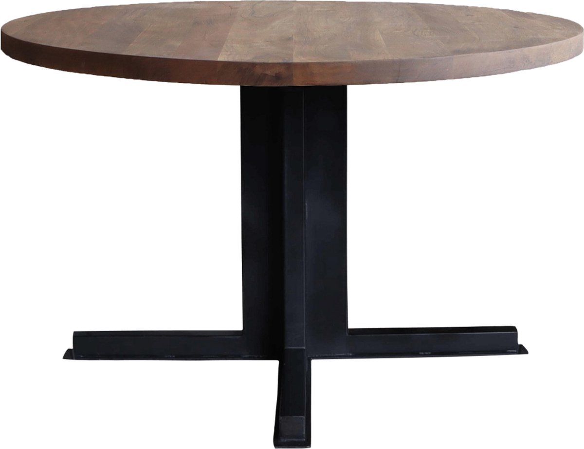 Old Inn - Table de salle à manger - Industrielle - Ronde - Marron ...