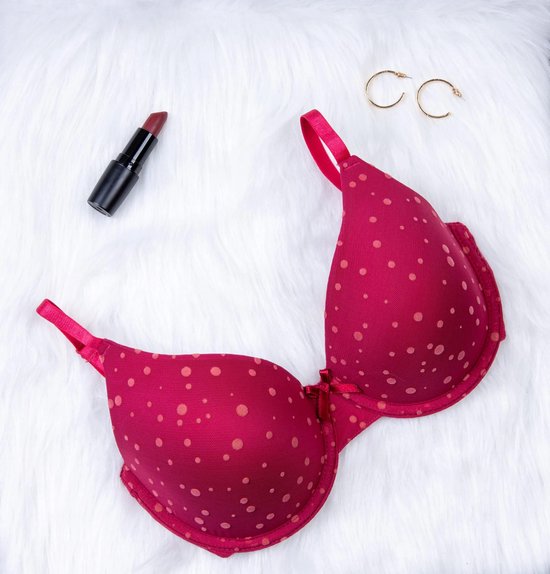 Vanilla - Dames Lingerie, Bh, Push-up Beugel beha - Rood - Maat 85B | bol