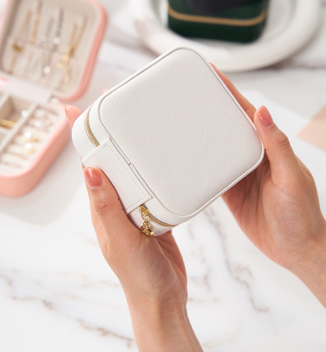 Kleine Sieradendoos - Juwelendoos - Sieraden Etui - Reisetui – wit S ...