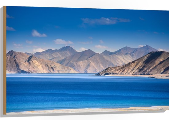 Hout - Meer aan de Rand van Berggebied - 105x70 cm - 9 mm dik - Foto op ...