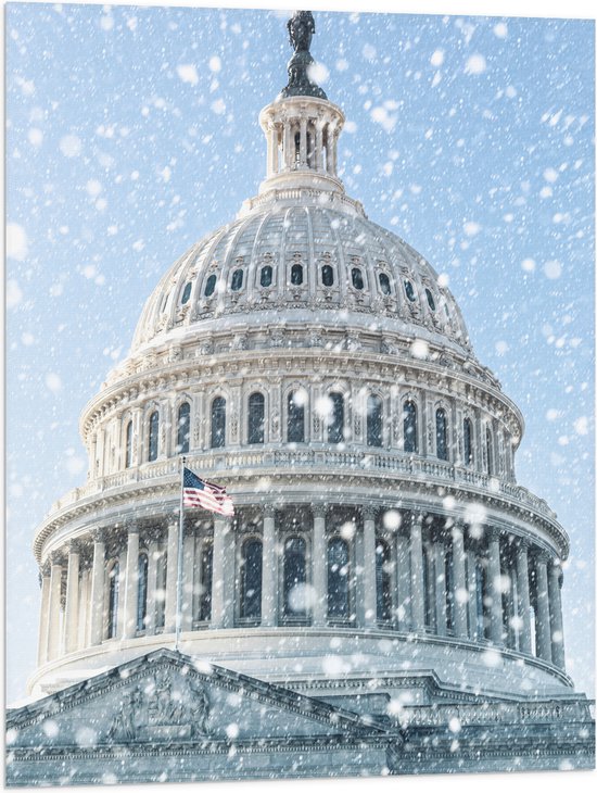 Vlag - Het Capitool van Amerika tijdens de Winter - 60x80 cm Foto op ...