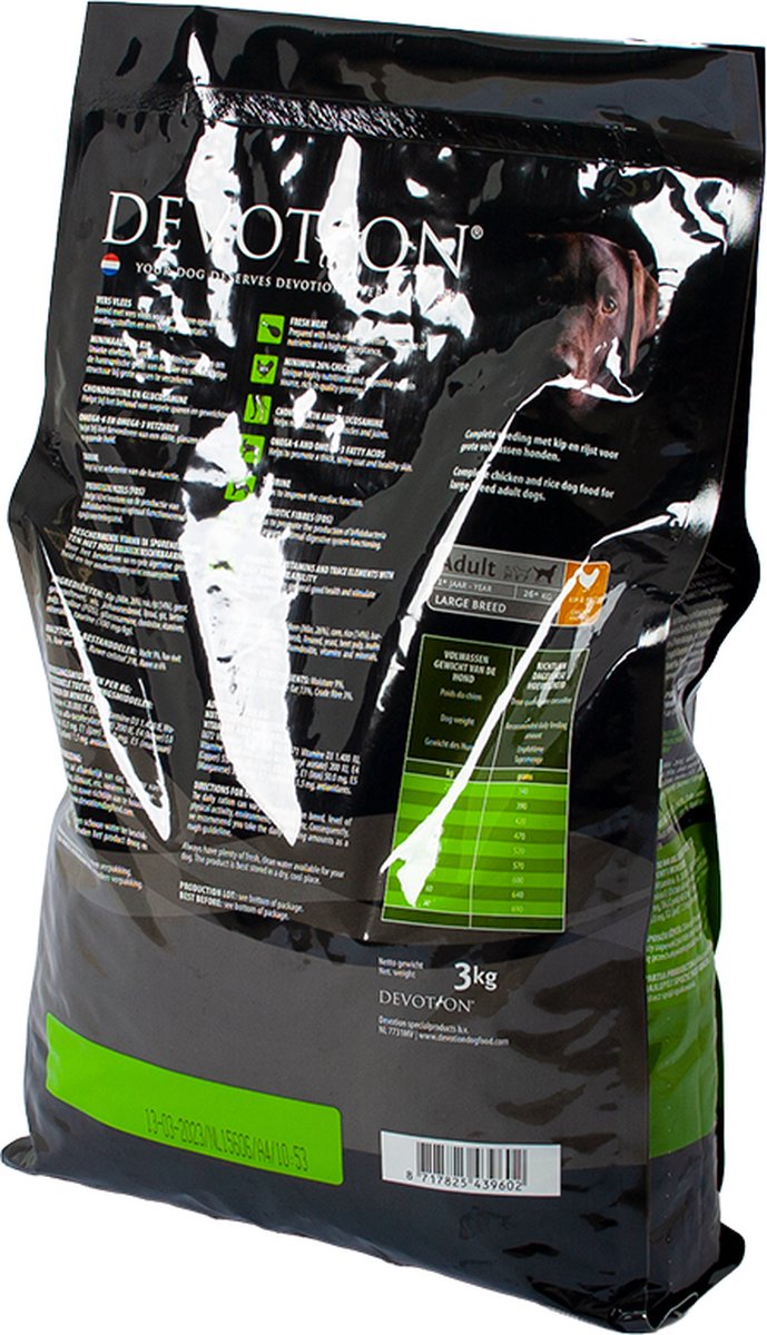 Devotion Adult Large met Kip en Rijst - 3kg - Hondenvoer | bol.com