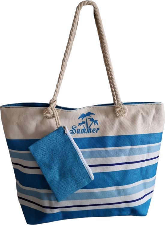 Angel Firenze Strandtas XL - Big Shopper - Zwemtas - Gestreept Blauw | bol