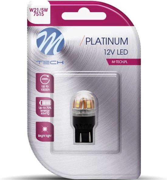 M-Tech Platinum LED W21W 12V - Canbus - 15x Osram Led diode - Wit - Enkel | bol