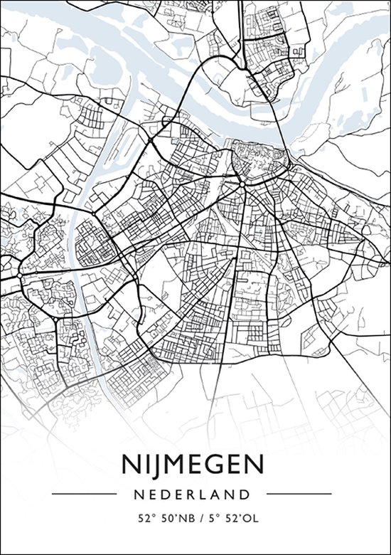 Nijmegen Poster - Stadsposter - Plattegrond Citymap - Stadskaart ...