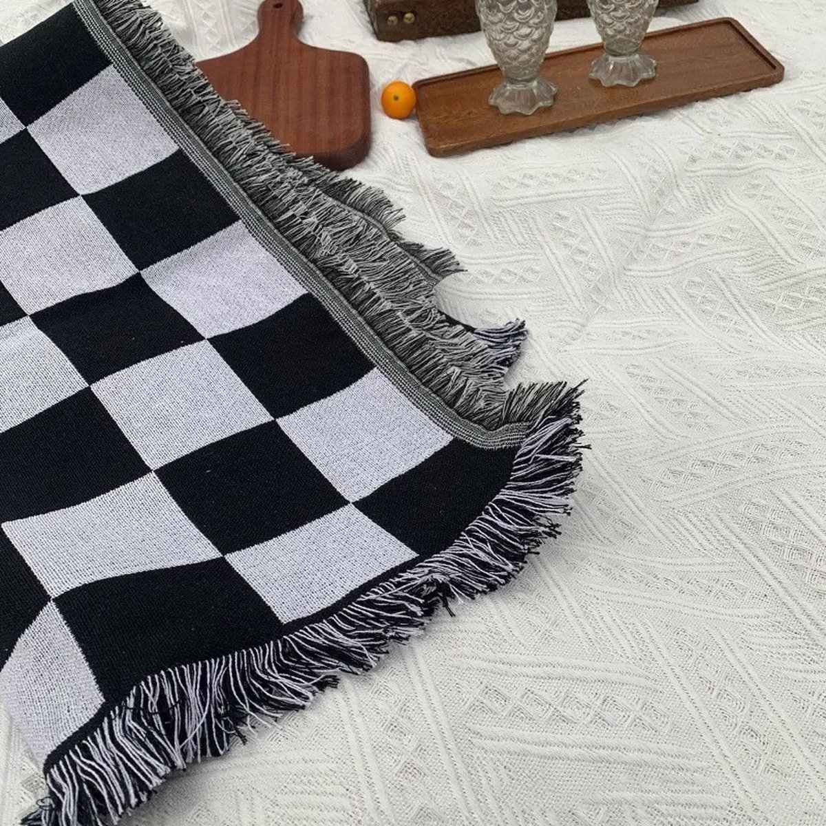 Wandkleed Geblokt - 130 x 160 cm Wandtapijt Bedsprei Sprei Woonkamer ...