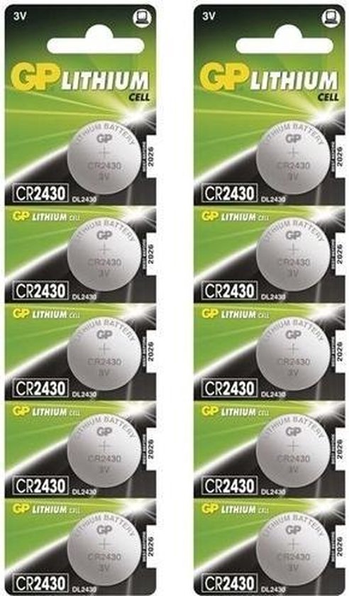 10 Stuks (2 blisters a 5st) - GP CR2430 3V lithium knoopcel batterij | bol.com