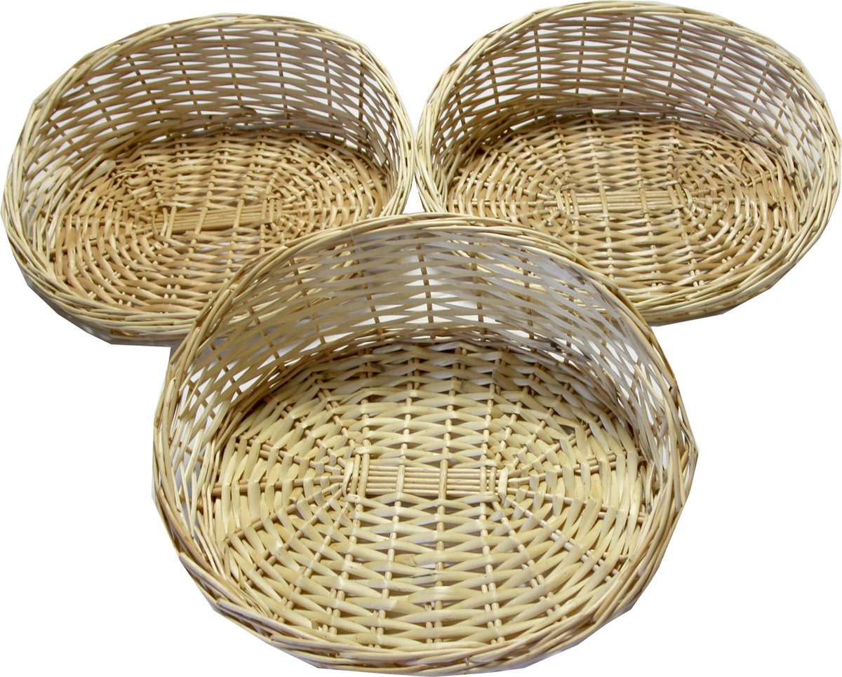 Rieten mandje, set van 3 mandjes met verhoogde achterkant, 30X34cm ...