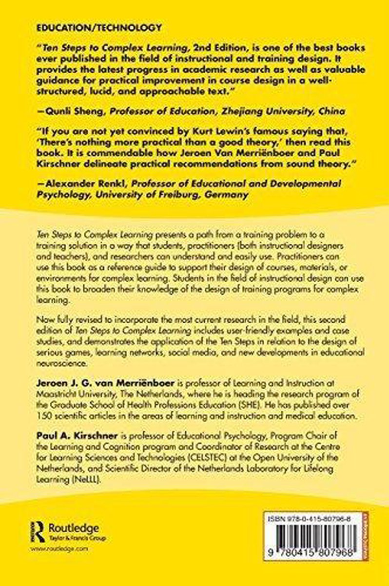 Ten Steps to Complex Learning | 9780415807968 | Jeroen J. G. Van ...