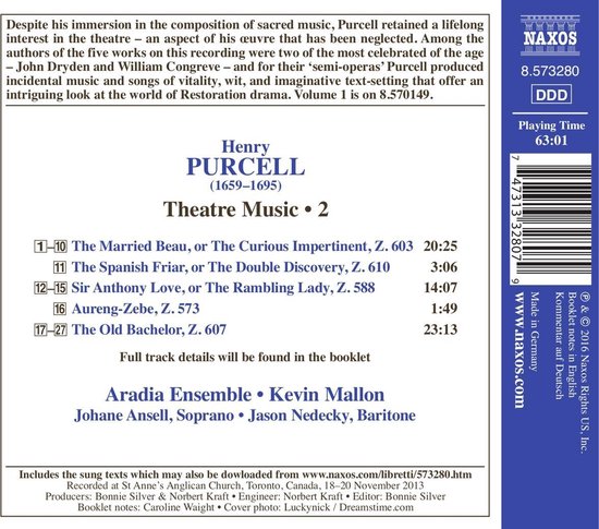 Aradia Ensemble, Kevin Mallon, Johane Ansell - Purcell: Theatre Music 2 ...