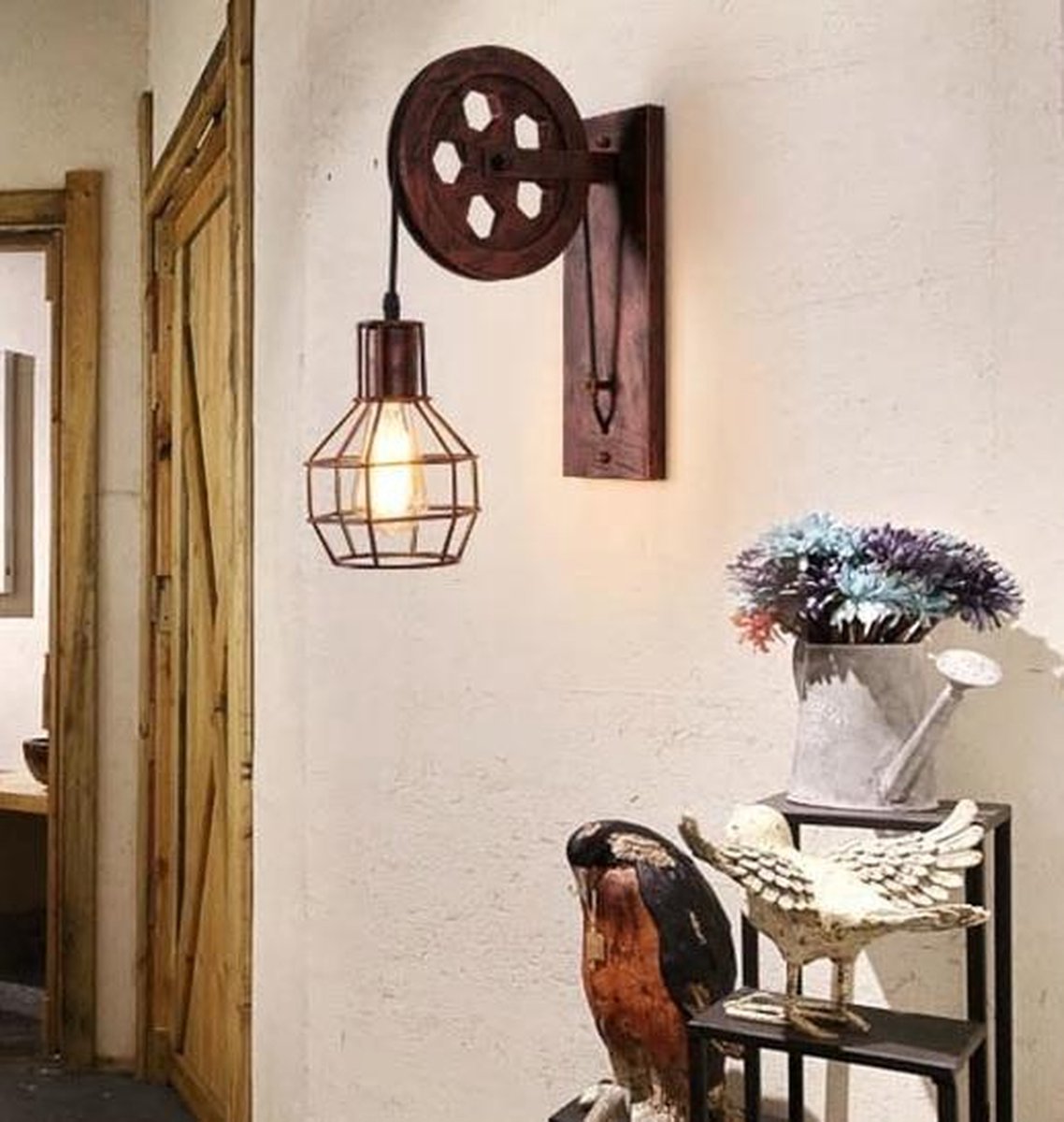 Industriële wandlamp | Katrol lamp vintage | lamp industrieel ...