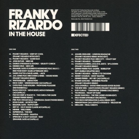 Defected Presents Franky Rizardo In The House, Franky Rizardo | CD ...