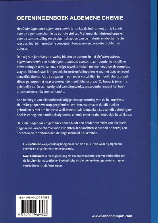 OEFENINGENBOEK ALGEMENE CHEMIE, Griet Ceulemans | 9789020989533 ...