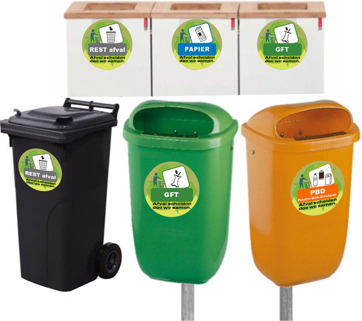 Afvalbak recycling symbool sticker. PMD symbool . plastic-, metaal ...