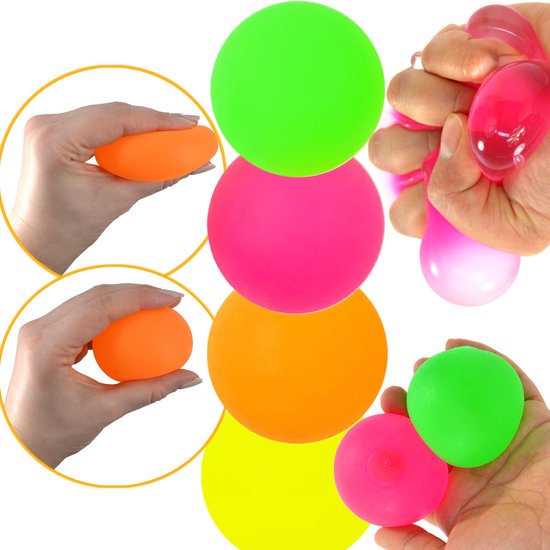 Neon squishballen - squishy - neon kleuren - 4 stuks | bol.com