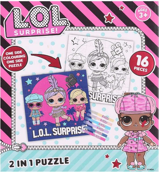 puzzel lol surprise 2 in 1 puzzel plus 6 stiften 25 cm x 25 cm 16 ...