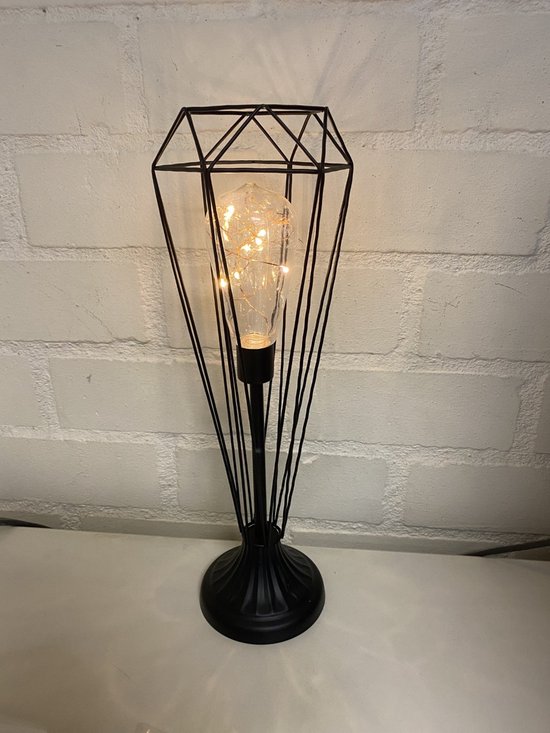 Industriële metalen lamp - zwart - 39 cm hoog x dia 13 x 12 cm ...