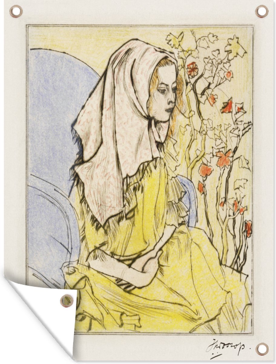 Muurdecoratie buiten Charley Toorop met hoofddoek - schilderij van Jan ...