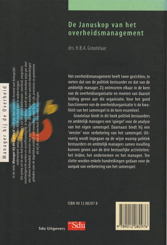 JANUSKOP VAN OVERHEIDSMANAGEMENT, Grootelaar | 9789012082976 | Boeken | bol