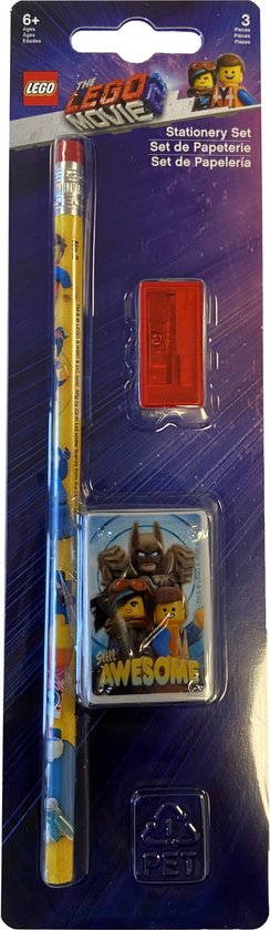 LEGO Movie 2 - Stationery set - Potlood, puntenslijper & gum | bol