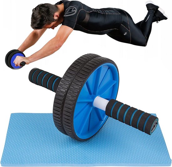 Buikspier wiel - Ab wheel - Fitnessroller, dubbel wiel, roller + oefenmat. Kleur:... | bol.com