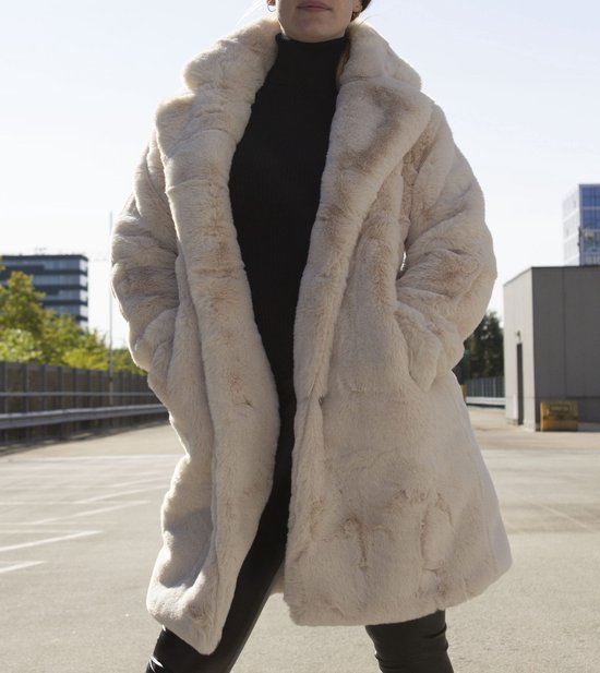 Dilawear - Dames Imitatie Bontjas - Beige | bol