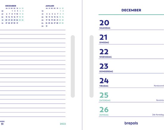 Brepols Kalender 2022 • Weekomlegblok NL met sleuf • losbladig • 10 x ...