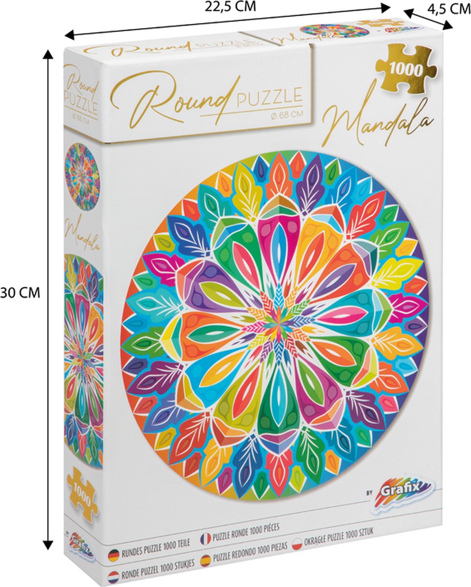 Grafix Mandala Puzzle Rond 1000 pièces pour adultes | Puzzle | Diamètre ...