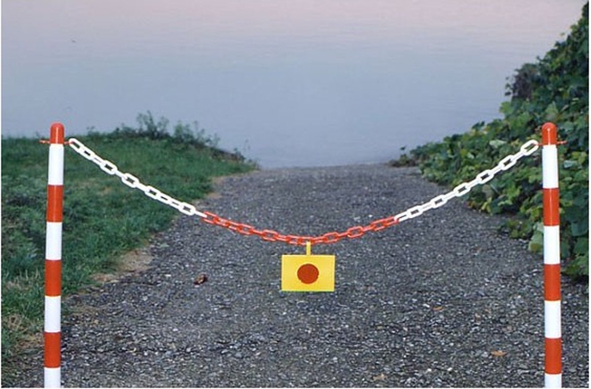 2 Stuks Kunststof paal voor ketting Rood - Wit | 90 cm hoog - kunststof ...