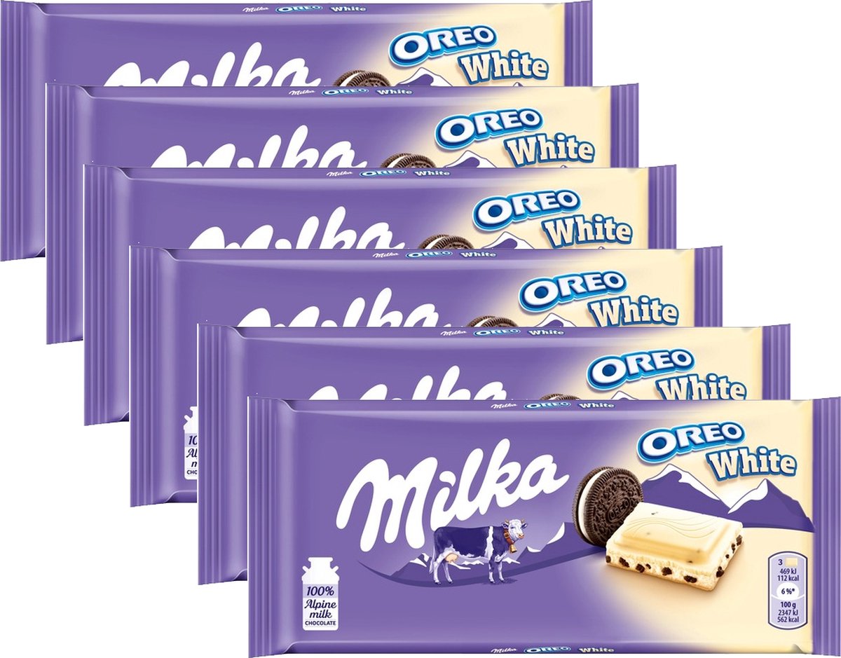 6 repen Milka chocoladereep met Oreo Wit á 100 gram ...
