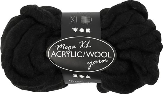 XL garen van acryl. L: 15 m. afm mega . zwart. 300 gr/ 1 bol | bol