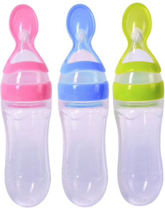 Baby fles met lepel - Groen- 90ML | bol.com