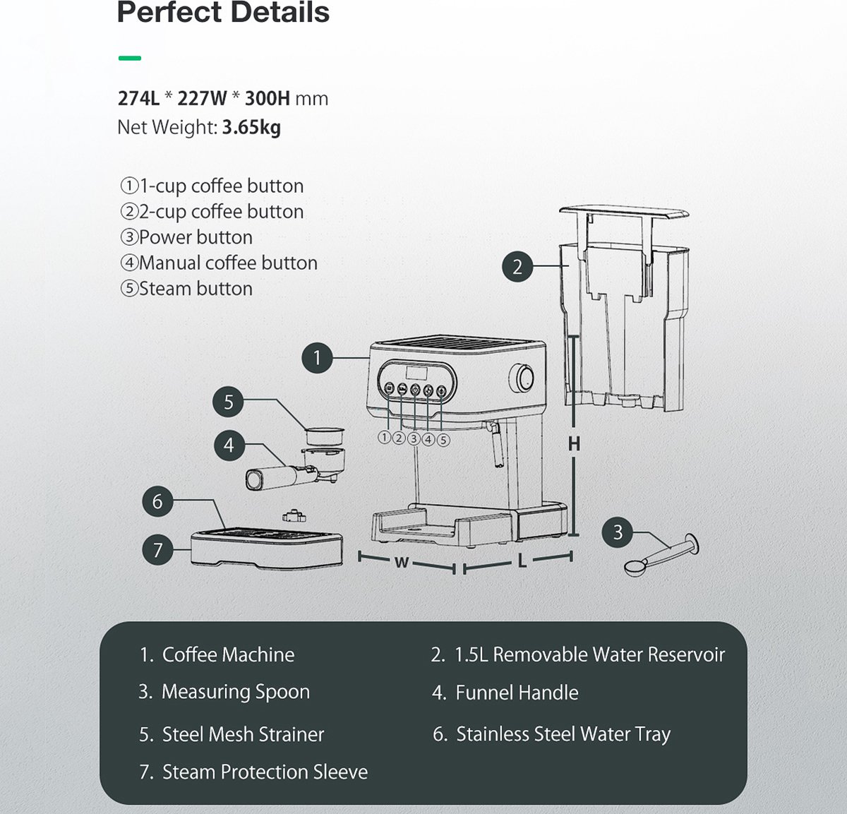 BW-CMM2 Koffiemachines - Pistonmachines - Met stoompijpje - 20 bar druk ...