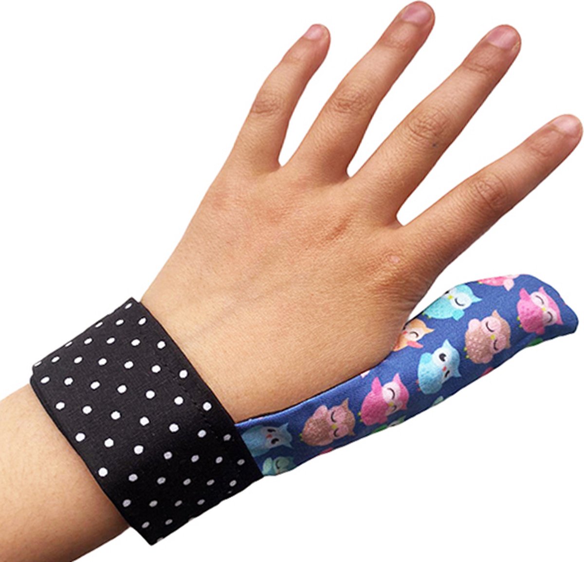 Stoppen met duimen hoesje - Blauwe Uiltjes - Maat M | bol.com