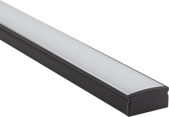 2 meter aluminium led strip profiel opbouw - Zwart - 7 mm hoog ...