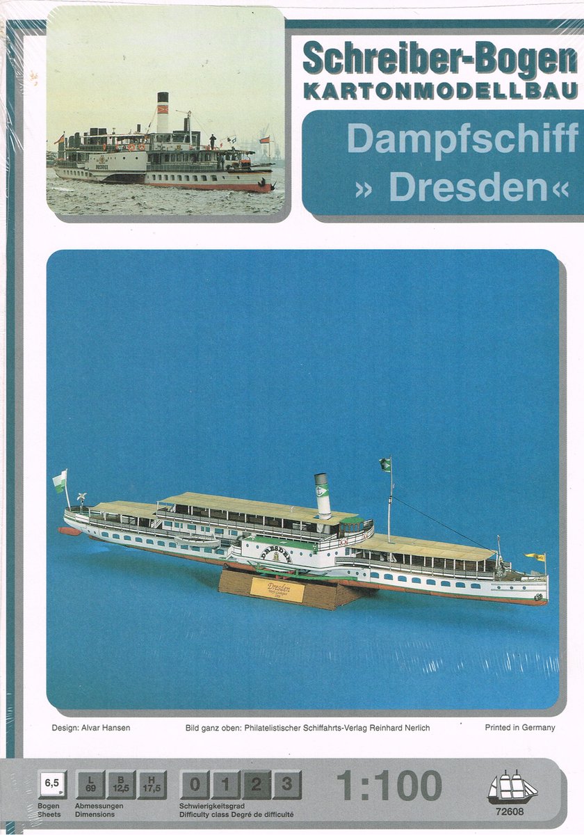 bouwplaat / modelbouw in karton : Schepen : Rader-stoomboot Dresden ...