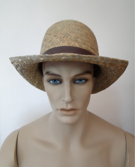 Rieten strooien hoed met bruine rand , stro gevlochten strohoed | bol