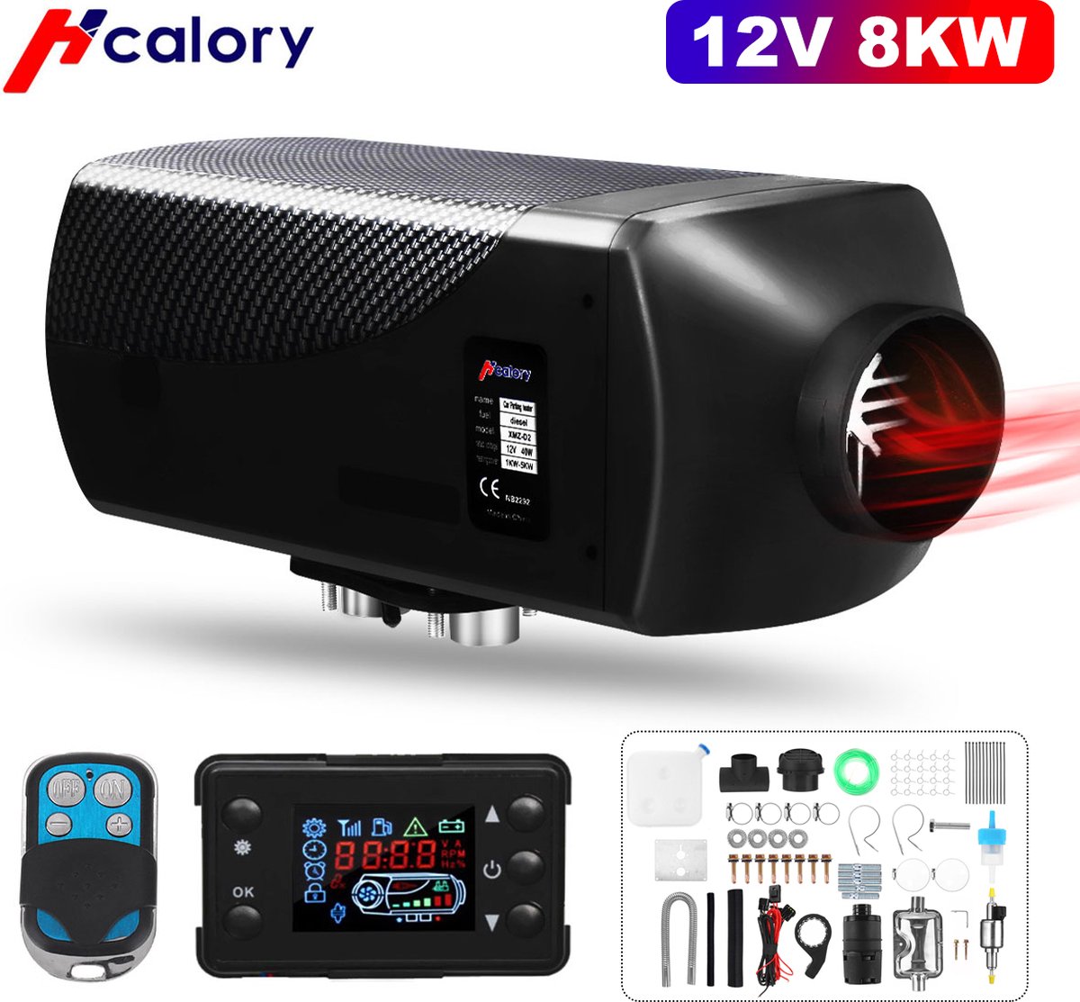 Standkachel Diesel -12V 5-8KW - Auto LCD-Scherm Diesel Luchtverwarmer ...