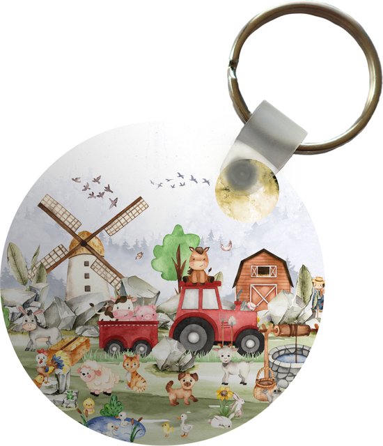 Sleutelhanger - Boerderij - Dieren - Kinderen - Plastic - Rond - Uitdeelcadeautjes | bol