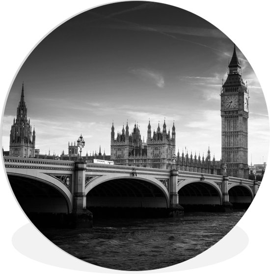 Wall Circle - Indoor Wall Circle - Big Ben de la Tamise - noir et blanc ...