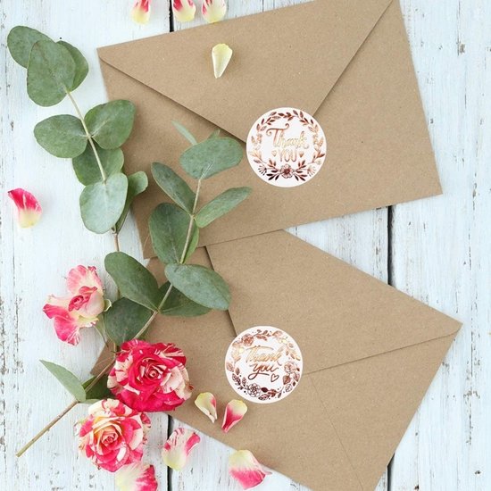 Thank You stickers 50 stuks! XL - Rose Gold - Sluitstickers - Sluitzegel - Bedankt -... | bol