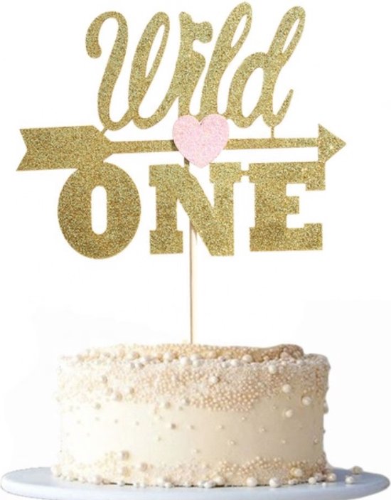 Taart Decoratie - Wild One - Taarttopper - Pijl - Goud - Glitter | bol.com